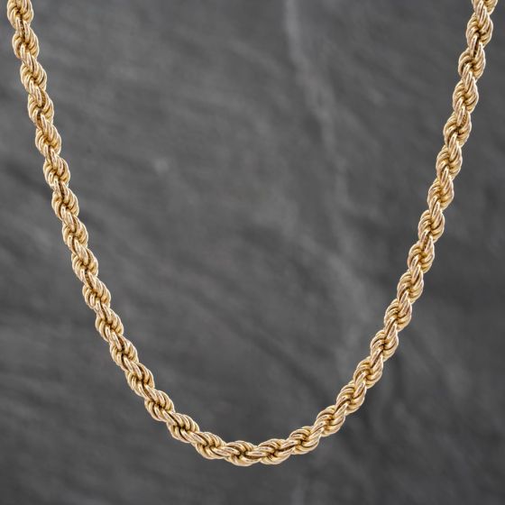 Second Hand 9ct Yellow Gold 24 Inch Rope Chain 41041386 - thbaker.co.uk