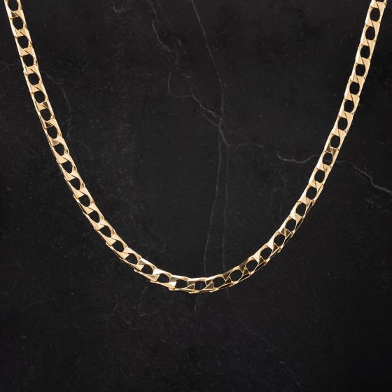 Second Hand 9ct Yellow Gold 22" Square Curb Link Chain 4104399 | T.H ...