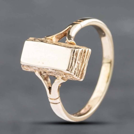 Second Hand 9ct Yellow Gold Ingot Signet Ring 41101535 - thbaker.co.uk