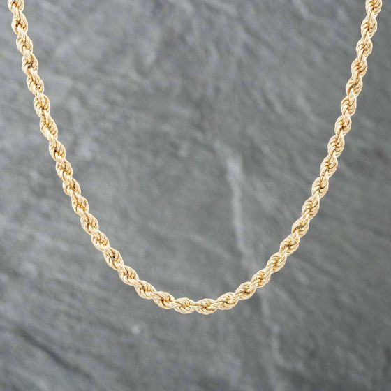 Second Hand 9ct Yellow Gold 16 Inch Rope Chain 41161310 - thbaker.co.uk