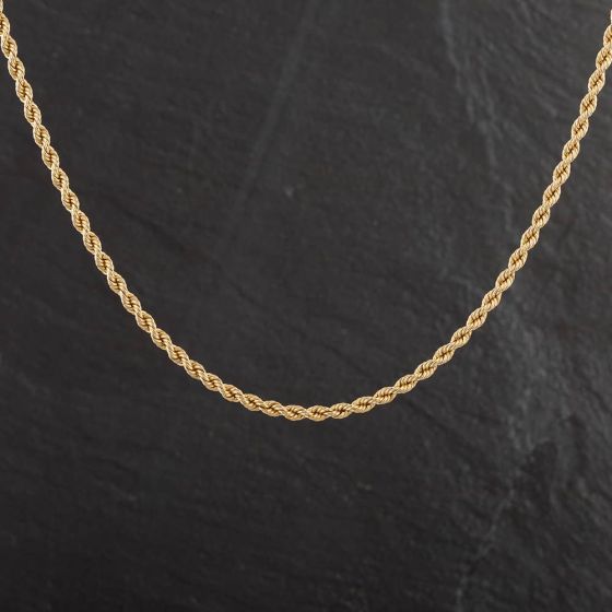 Second Hand 9ct Yellow Gold 22 Inch Rope Chain 4116471 | T.H. Baker ...