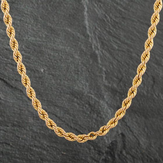 Second Hand 9ct Yellow Gold 24 Inch Rope Chain 4116845 - thbaker.co.uk