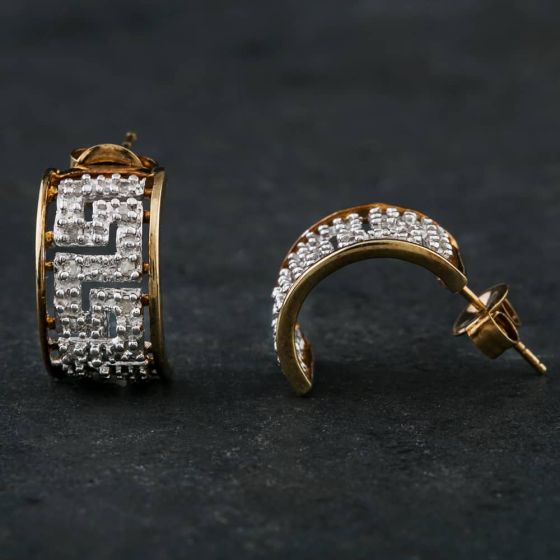 Second Hand Yellow Gold & Diamond Set Half Hoop Earrings 4117773 | T.H ...