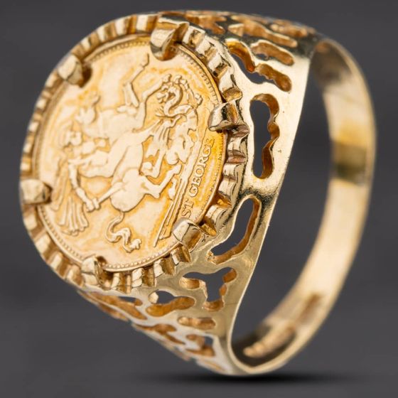 Second Hand 9ct Yellow Gold St George Coin Ring 4120095 | T.H. Baker ...