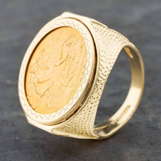 Second Hand 9ct Yellow Gold 1968 Full Sovereign Coin Ring 41201058BND ...