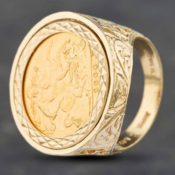 Second Hand 9ct Yellow Gold 2000 Half Sovereign Coin Ring 41201068BND ...