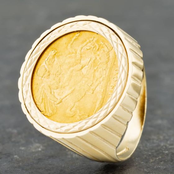Second Hand 9ct Yellow Gold 1900 Half Sovereign Coin Ring 41201141BND ...