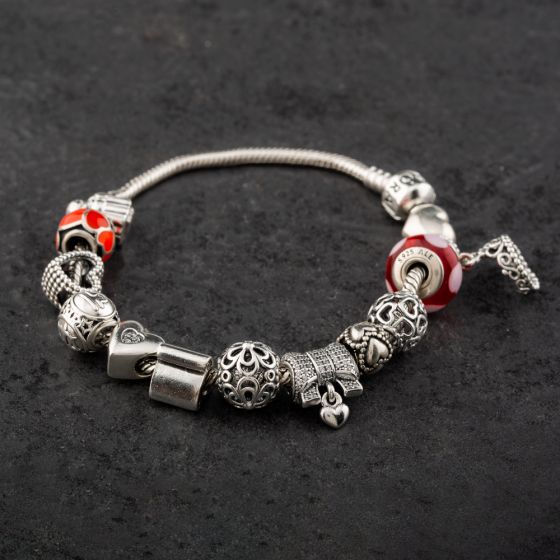 Second Hand Pandora Sterling Silver With Love Charm Bracelet 4122124 ...