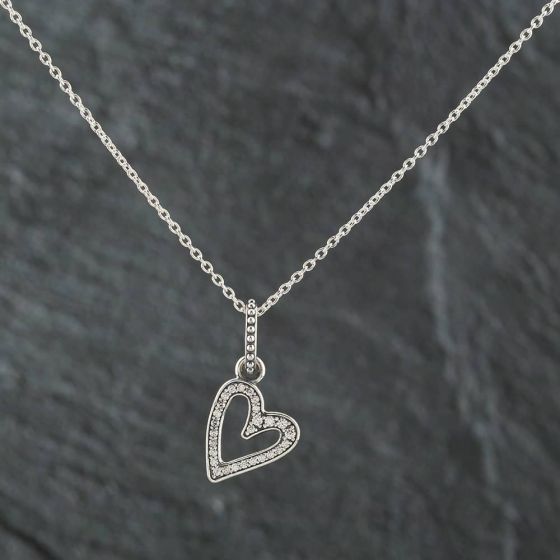 Second Hand Pandora Sparkling Freehand Heart Necklace 398688C01 ...