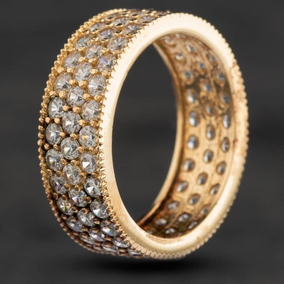 Second Hand 14ct Yellow Gold Three Row Full Eternity Ring - thbaker.co.uk