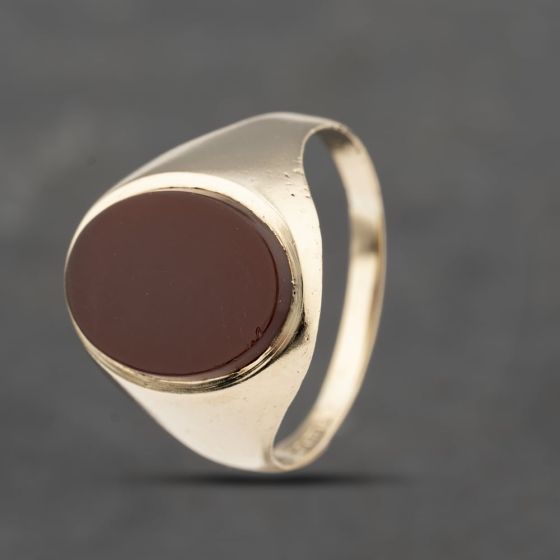 Second Hand Vintage 9ct Yellow Gold Bloodstone Signet Ring 41342096 ...