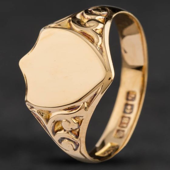 Second Hand Antique 18ct Yellow Gold Shield Shape Signet Ring 4134853 ...