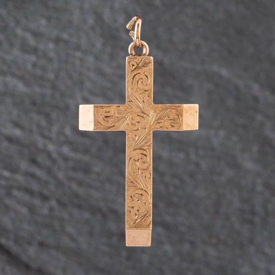 Second Hand 9ct Yellow Gold Hand Engraved Cross Loose Pendant 4139674 ...
