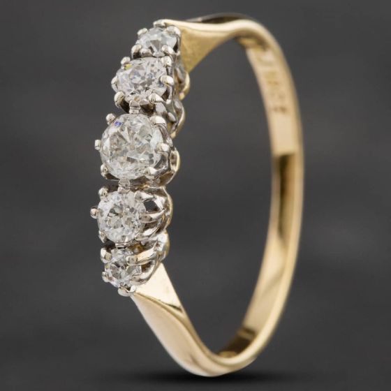 Second Hand Vintage Yellow Gold Old Cut Diamond Five Stone Ring ...