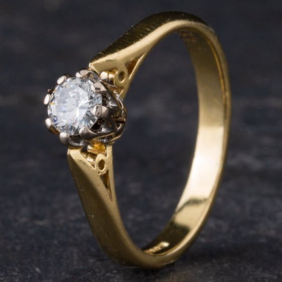 Second Hand 18ct Yellow Gold 0.25ct Brilliant Cut Diamond Solitaire ...