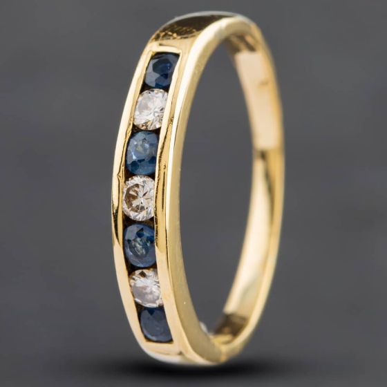 Second Hand 18ct Gold Sapphire & Diamond Half Eternity Ring - thbaker.co.uk