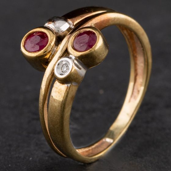 Second Hand Ruby Diamond Three Stone Ring 4167464 | T.H. Baker Family ...