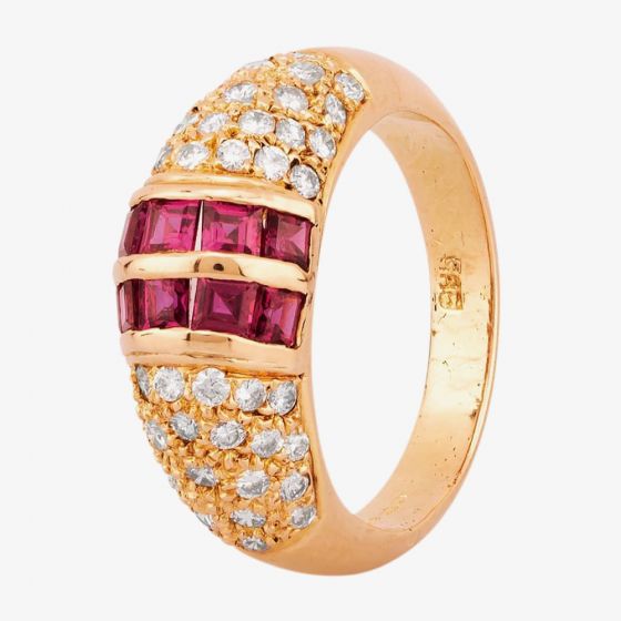 Second Hand 14ct Yellow Gold Ruby and Diamond Ring 4312287 - thbaker.co.uk