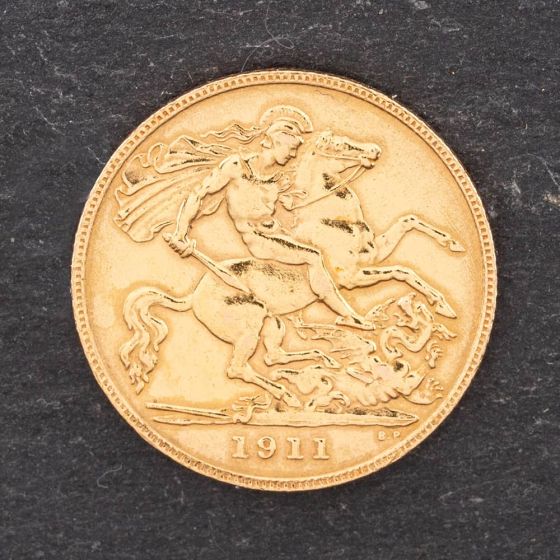 Second Hand Yellow Gold 1911 Half Sovereign Coin - thbaker.co.uk
