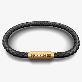 Notch BL-001-09 Black Leather And Brass Clasp Bracelet - thbaker.co.uk
