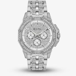 Bulova 96C134 Crystal Silver Dial Mens Watch - thbaker.co.uk