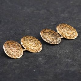 Second Hand Antique 9ct Gold Oval Patterned Cufflinks - thbaker.co.uk