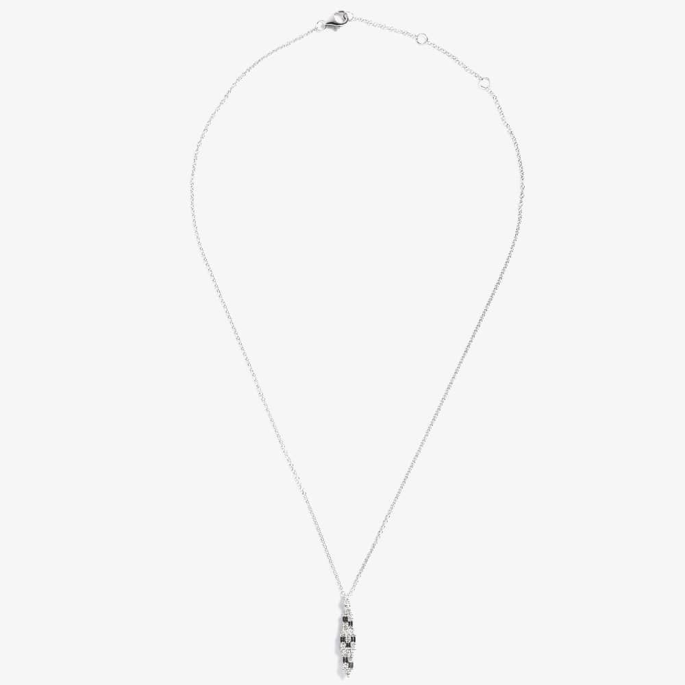 18ct White Gold 0.60ct Baguette & Diamond Dropper Necklace - thbaker.co.uk