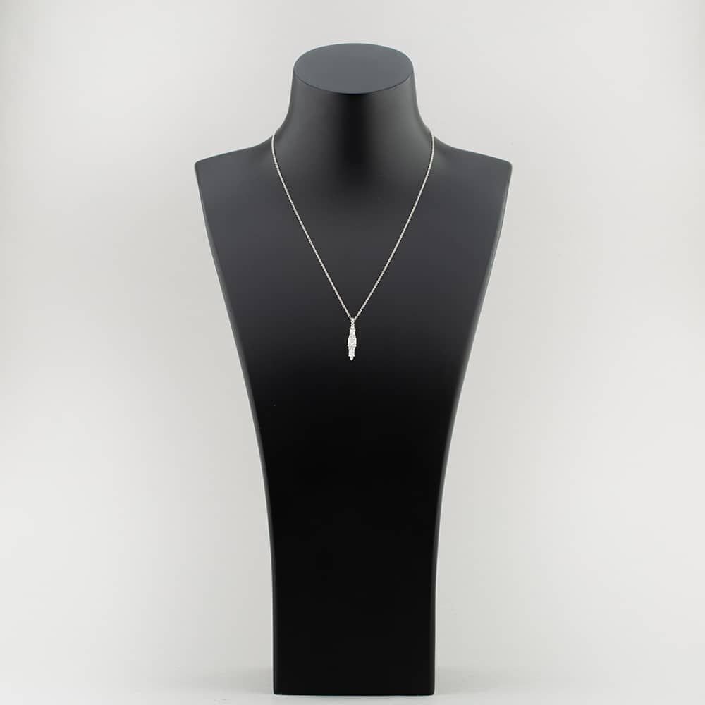 18ct White Gold 0.60ct Baguette & Diamond Dropper Necklace - thbaker.co.uk
