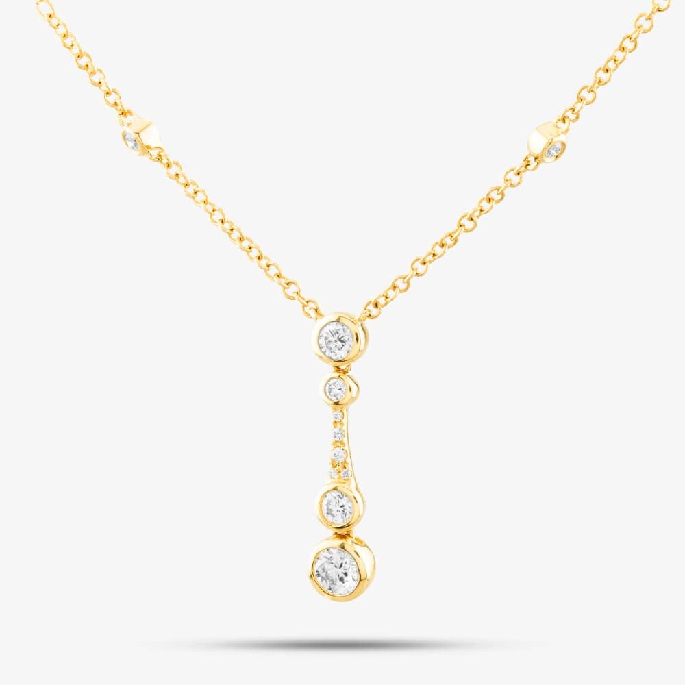 18ct Yellow Gold 0.56ct Brilliant Cut Diamond Dropper Bar - thbaker.co.uk