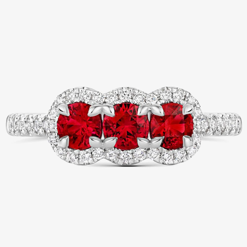 Tivon RWP-1886-RB M1/2 Platinum Ruby Diamond Triple Cluster Ring ...