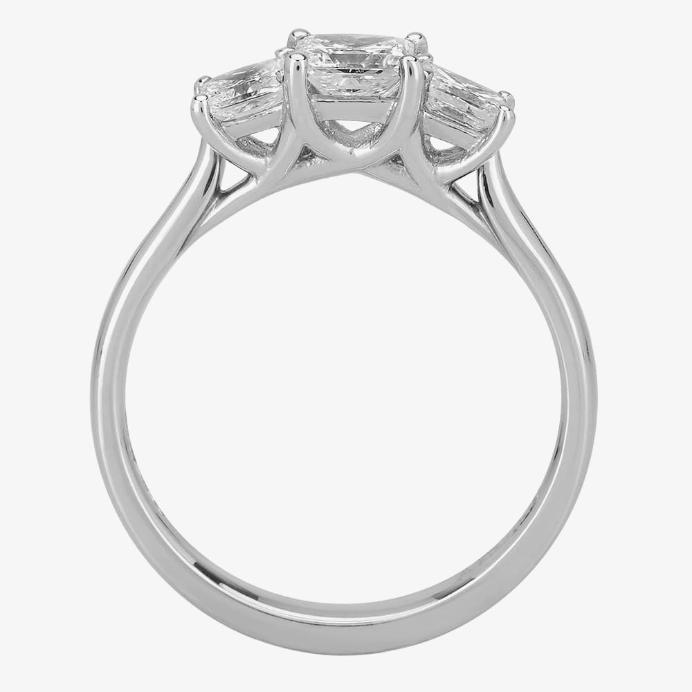 Platinum Princess Cut 1.00ct Diamond Trilogy Ring - thbaker.co.uk