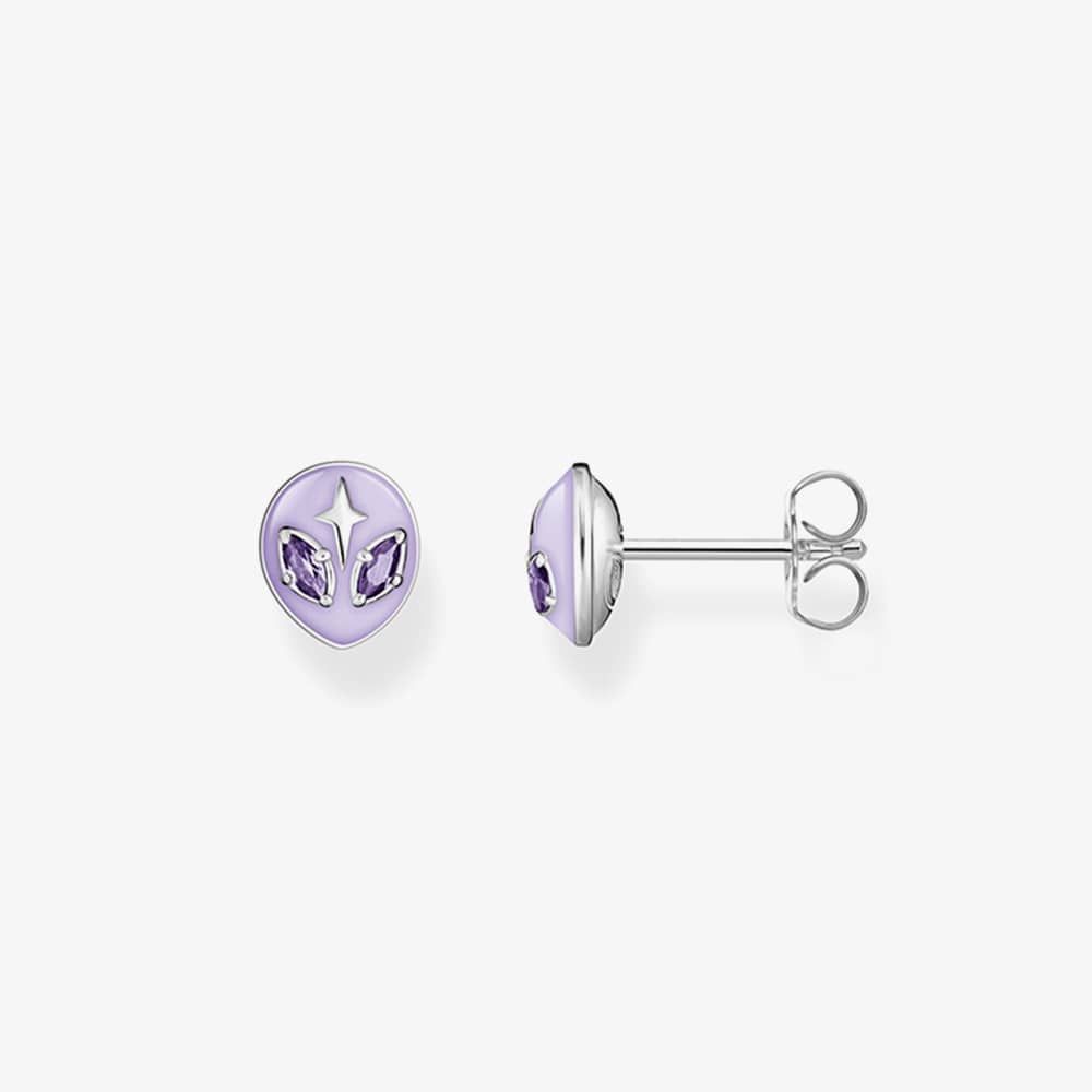 THOMAS SABO H2274-041-13 Purple Cold Enamel Alien Stud Earrings ...
