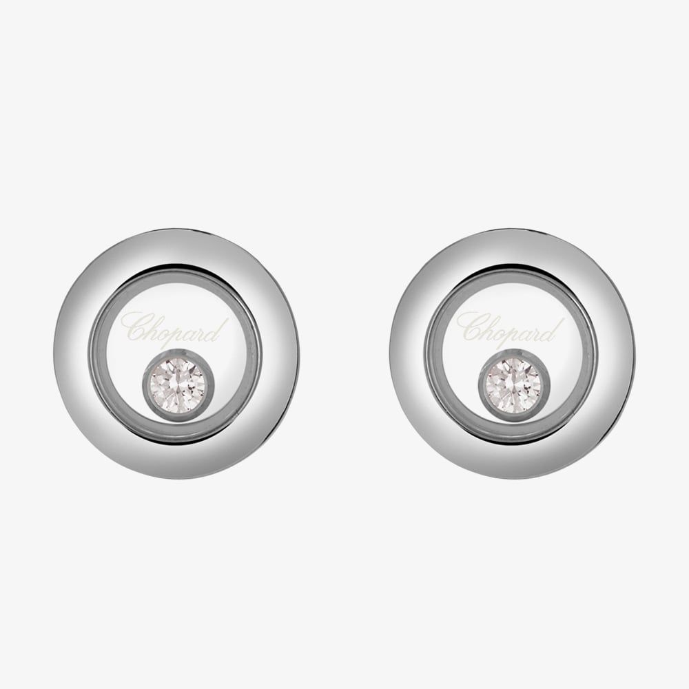 Chopard Happy Diamonds Icons 18ct White Gold Stud Earrings 83A017-1001 | T.H. Baker Family Jewellers