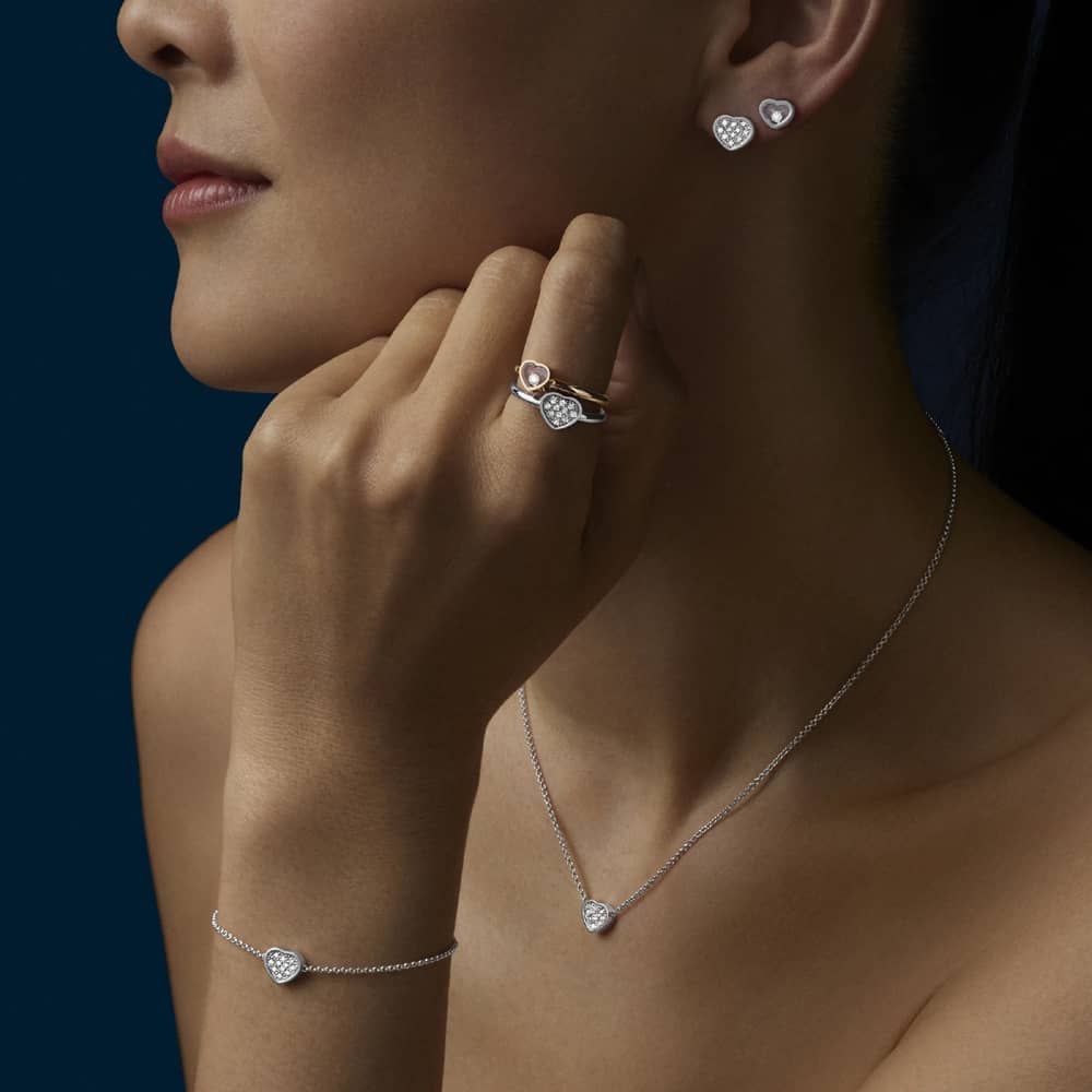 Chopard Ladies My Happy Hearts 18ct White Gold Diamond Ring 82A086-1908 | T.H. Baker Family ...
