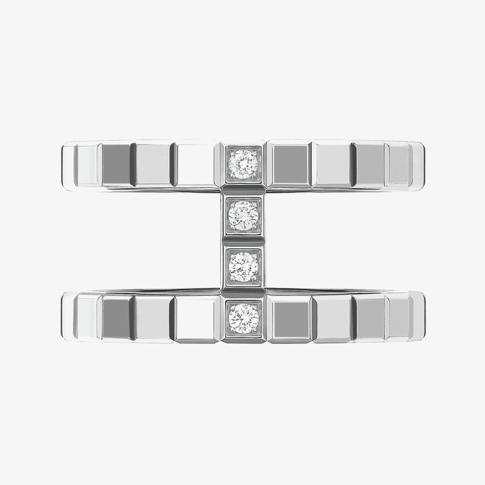 Chopard 827006-101 Ice Cube 18ct White Gold Diamond Open Ring - thbaker.co.uk