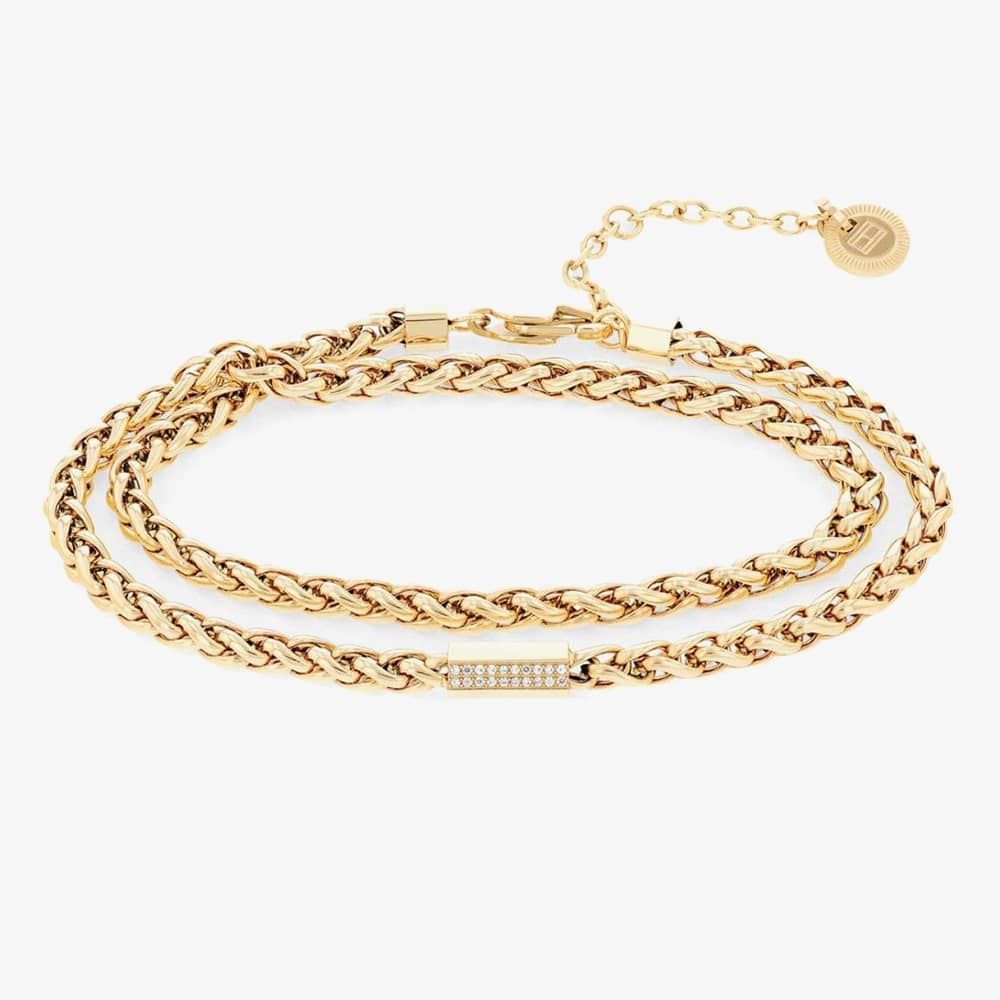 Tommy Hilfiger 2780876 Snake Gold Plated Double Chain Bracelet - thbaker.co.uk