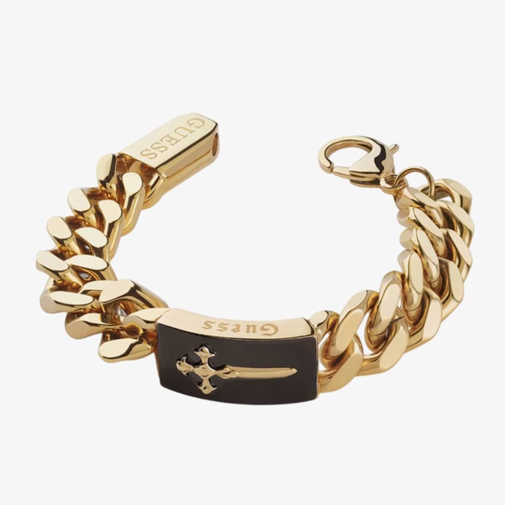 Guess JUMB04022 South Alameda Gold Plated Sword Chain Bracelet ...