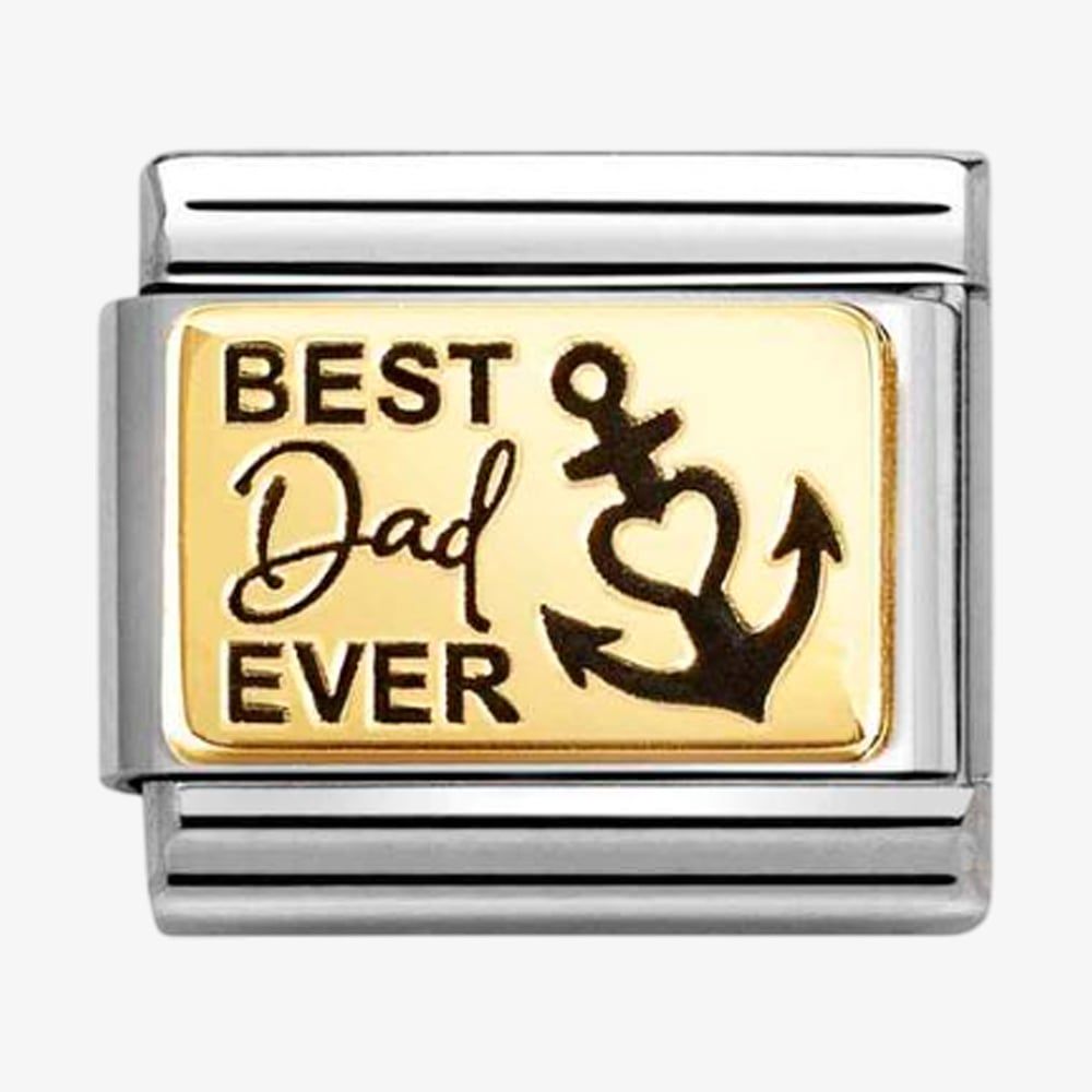 Nomination 030166/65 CLASSIC Stainless Steel & 18ct Yellow Gold Best Dad Ever Charm - thbaker.co.uk