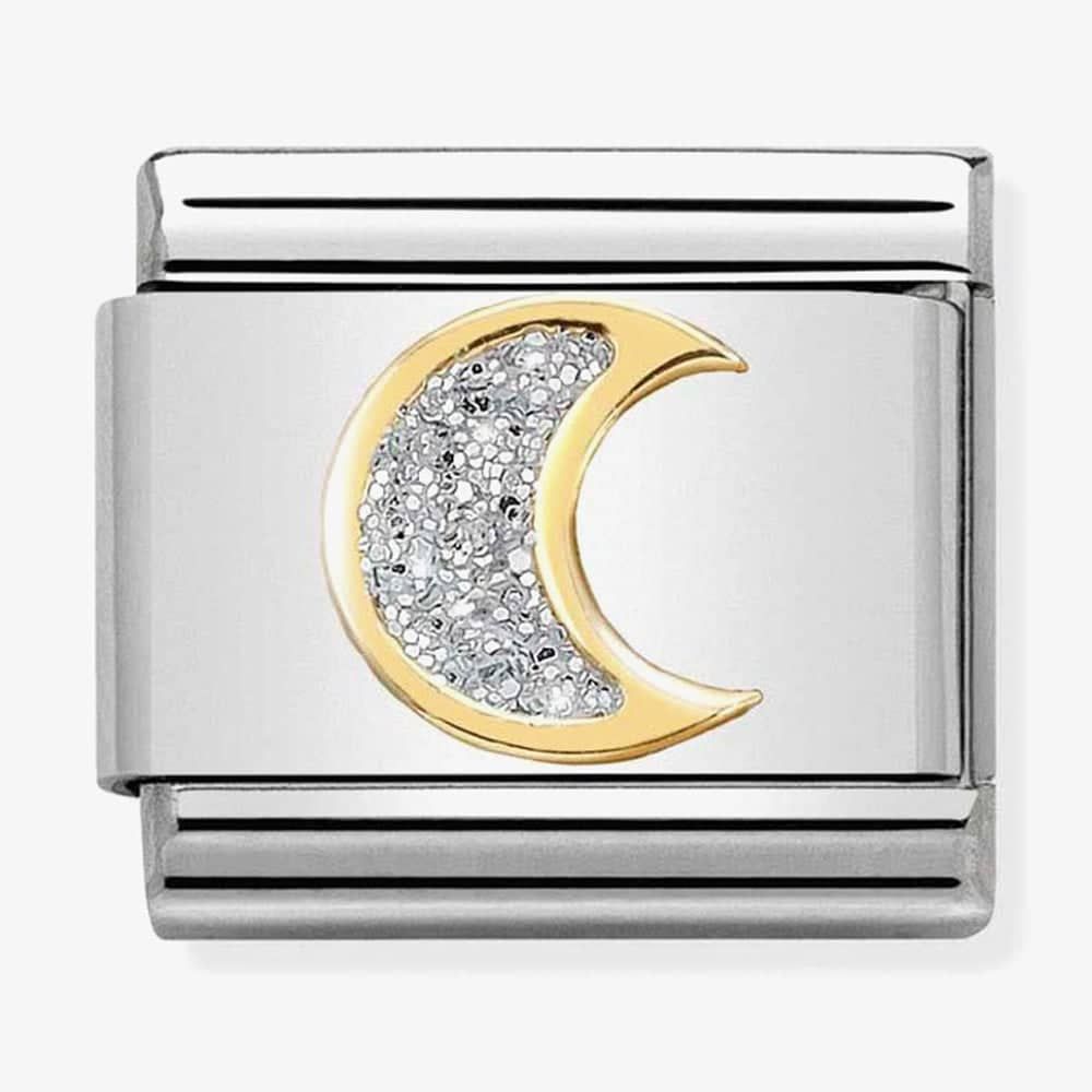 Nomination 030220/05 Classic Glitter Symbols Gold 'Moon' Charm ...
