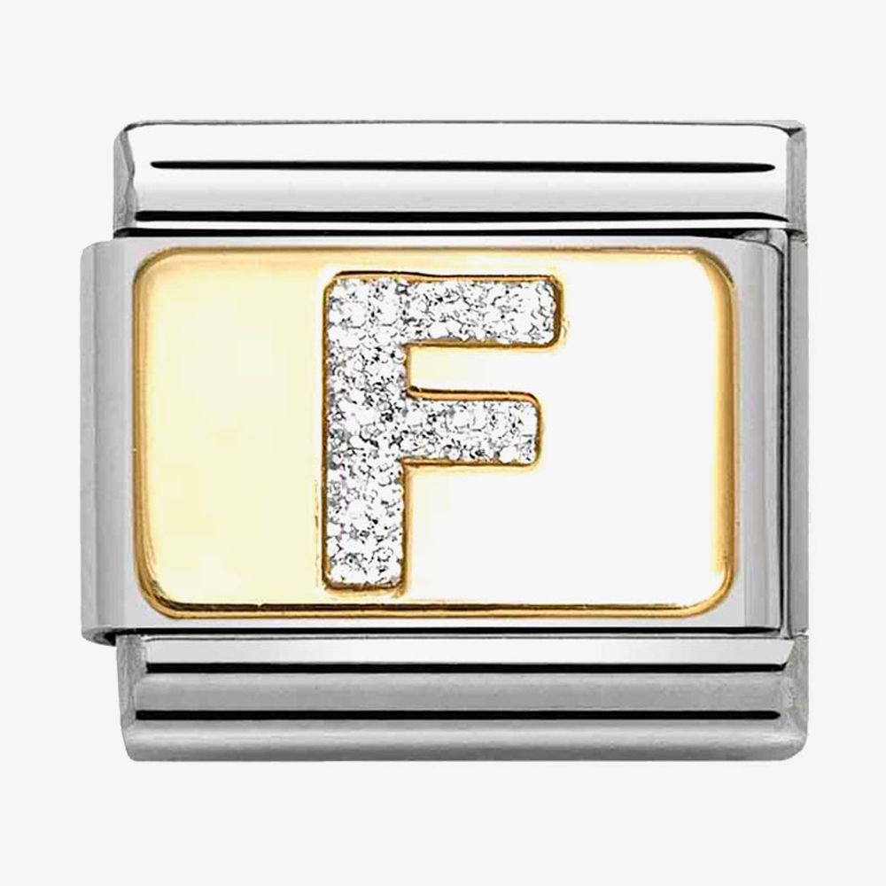 Nomination 030291/06 CLASSIC Silver Glitter Letter F Charm - thbaker.co.uk