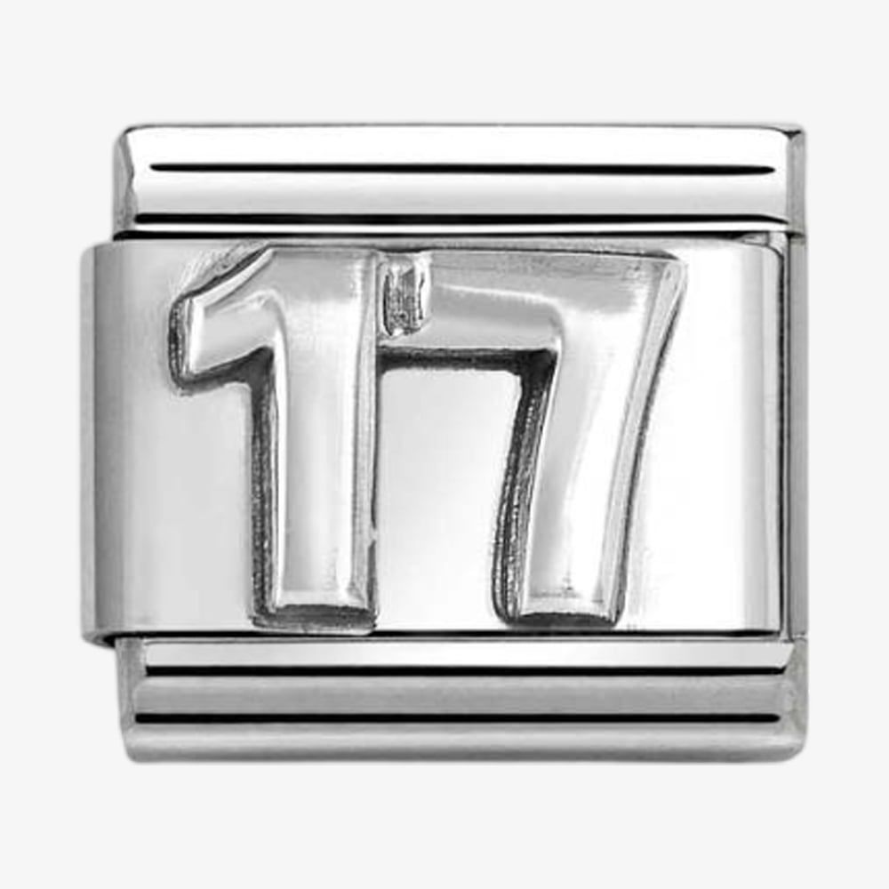 Nomination 330101/76 CLASSIC Silvershine Silver Number 17 Charm ...