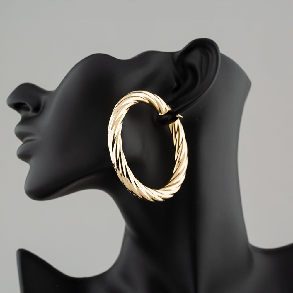 9ct Yellow Gold Extra Large Twisted Hoop Earrings - thbaker.co.uk