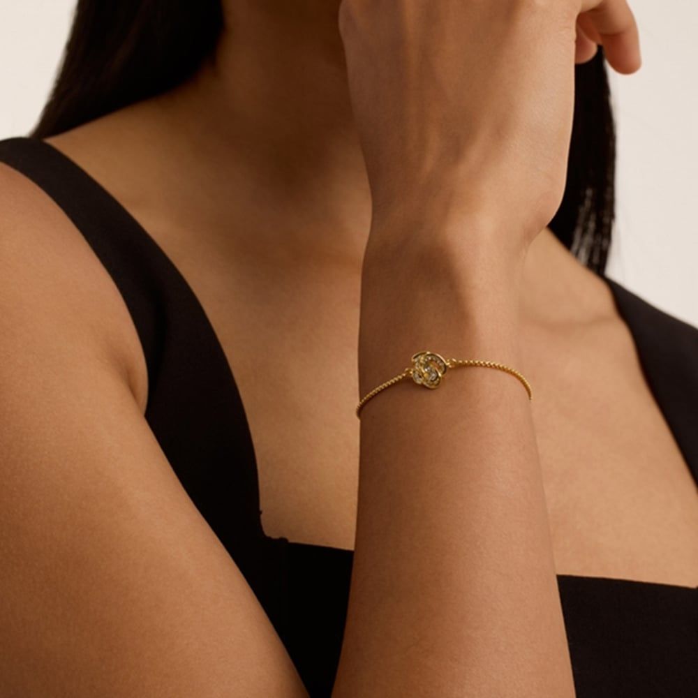 Ted Baker TBJ3859-02-02 Florina Gold Zirconia Flower Bracelet - thbaker.co.uk