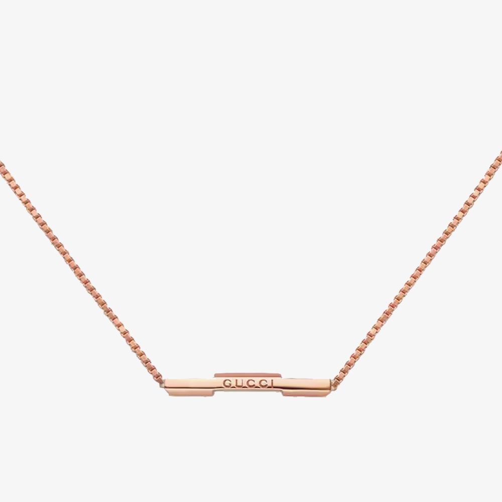 Gucci YBB66210800200U 18ct Rose Gold Link to Love Bar Necklace ...