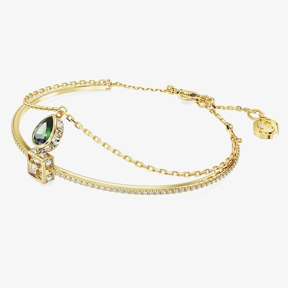 Swarovski 5662924 Stilla Green Mixed Cuts Gold Tone Plated Bangle ...