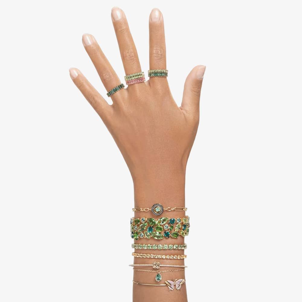 Swarovski 5662924 Stilla Green Mixed Cuts Gold Tone Plated Bangle ...