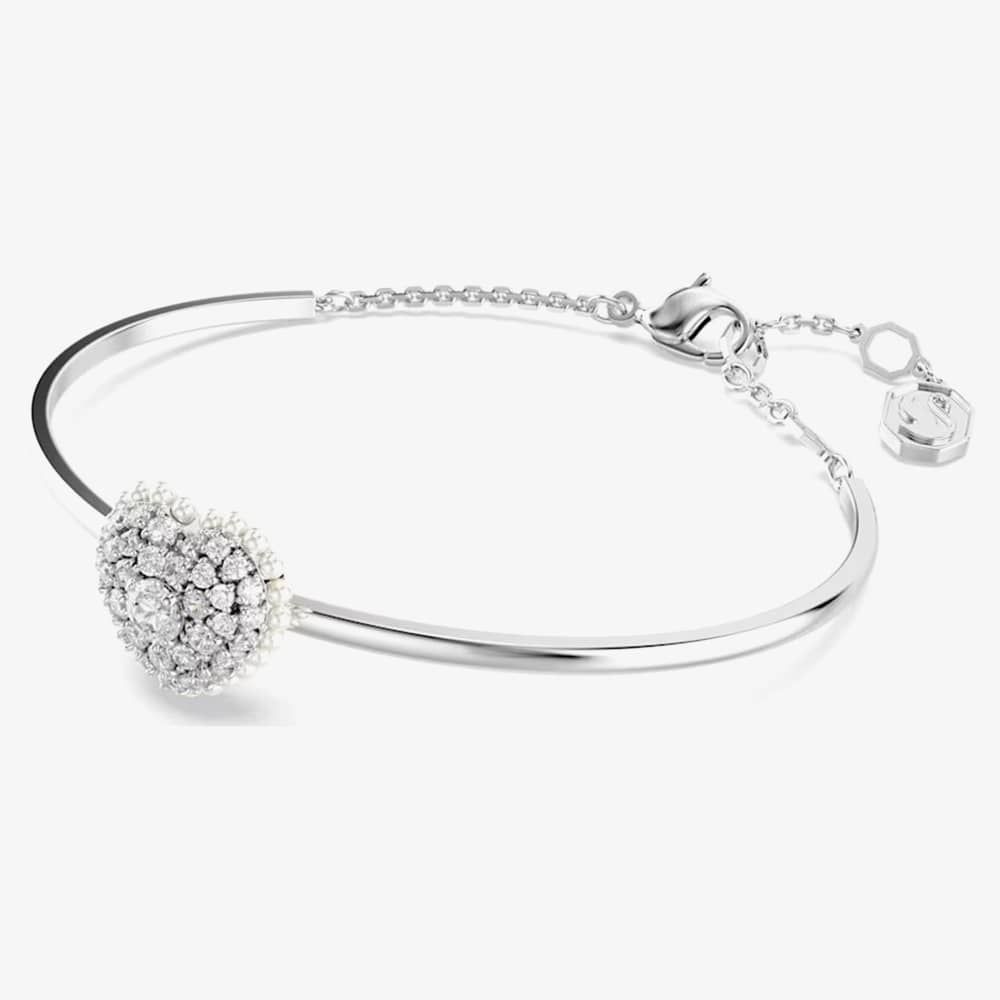 Swarovski 5684385 Hyperbola Rhodium Plated White Heart Bangle - thbaker ...
