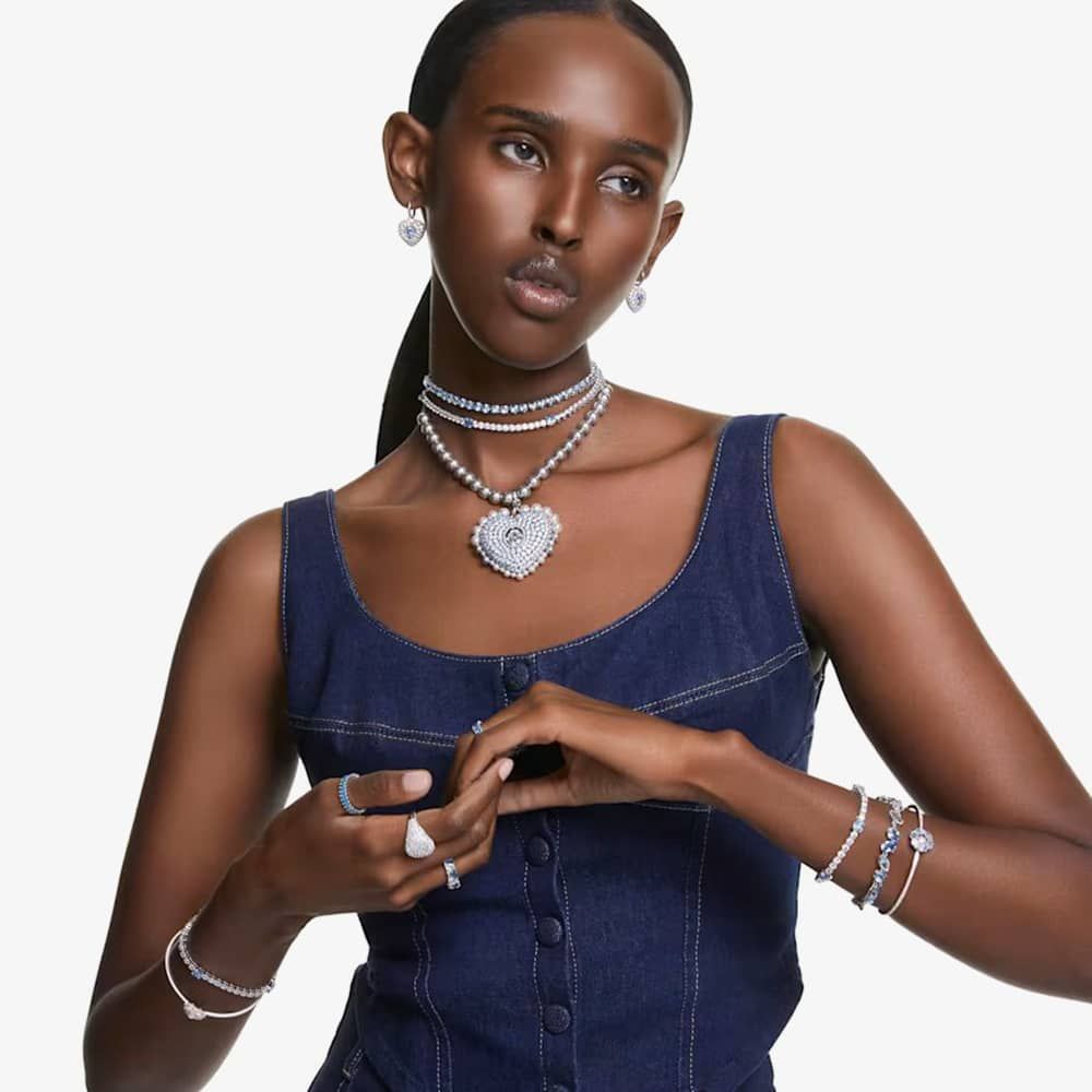 Swarovski 5684385 Hyperbola Rhodium Plated White Heart Bangle - thbaker ...