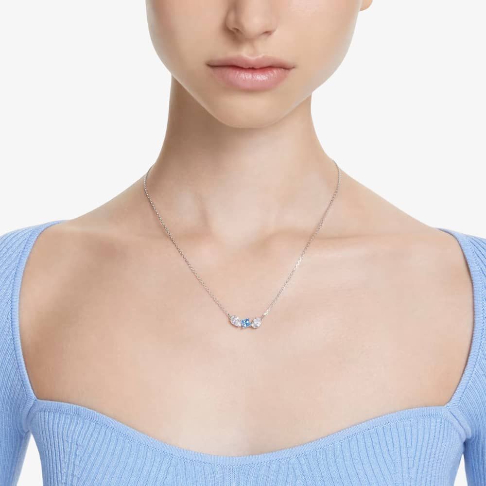 Swarovski 5668276 Mesmera Blue Mixed Cuts Rhodium Plated Necklace ...