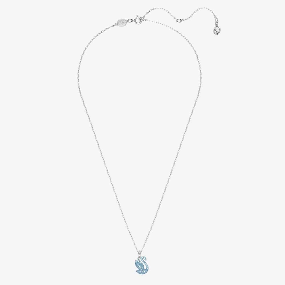 Swarovski 5680422 Iconic Blue Swan Rhodium Plated Necklace - thbaker.co.uk